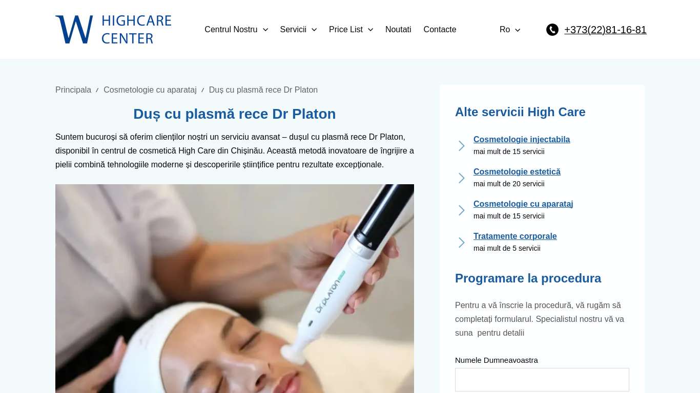 Duș cu plasmă rece Dr Platon